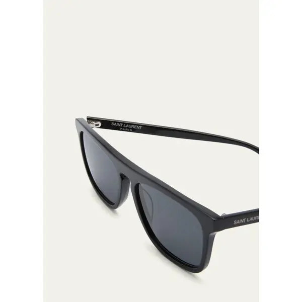 Saint Laurent Slim Acetate Aviator Sunglasses With Logo
