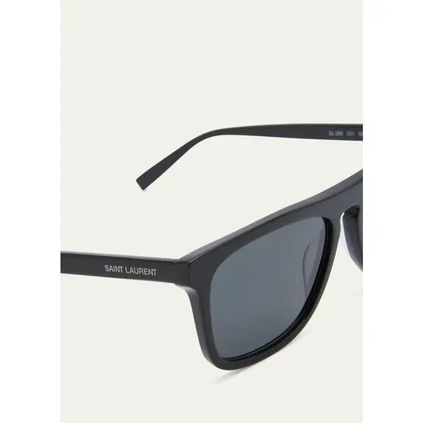 Saint Laurent Slim Acetate Aviator Sunglasses With Logo