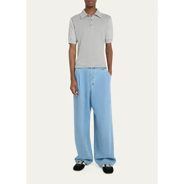 Dries Van Noten Blue Pleated Denim Jeans