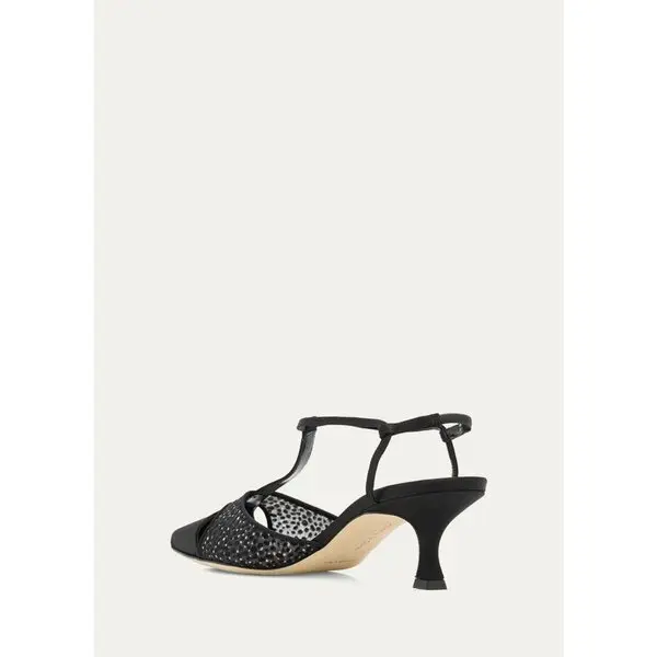 Manolo Blahnik 50mm Turgimodla Laser-cut Suede T-strap Pumps