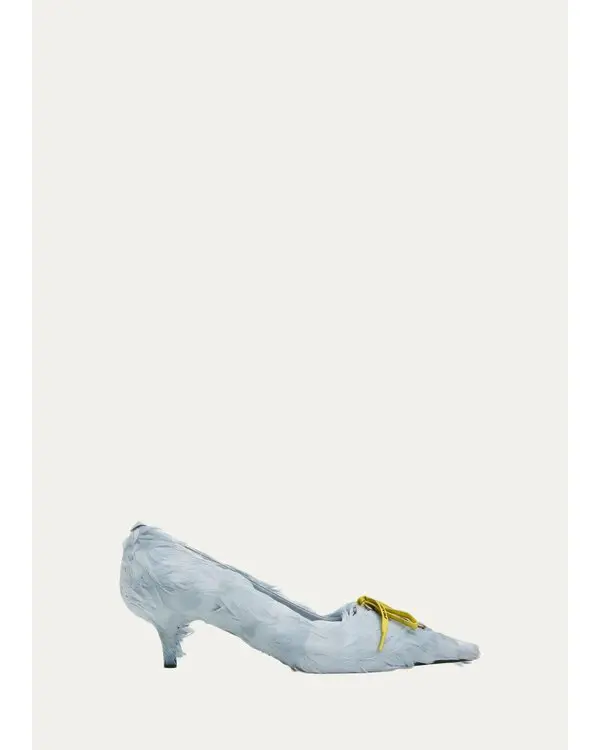 Prada 55mm Feather Lace-up Pumps - Astro