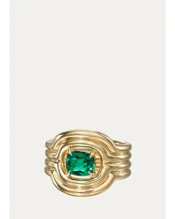 Melissa Kaye 18k Rocky Rae Pinky Ring With - Emerald