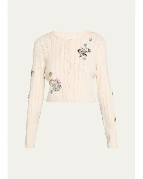 Cinq À Sept Allison Embellished Cardigan - Ivory/multi