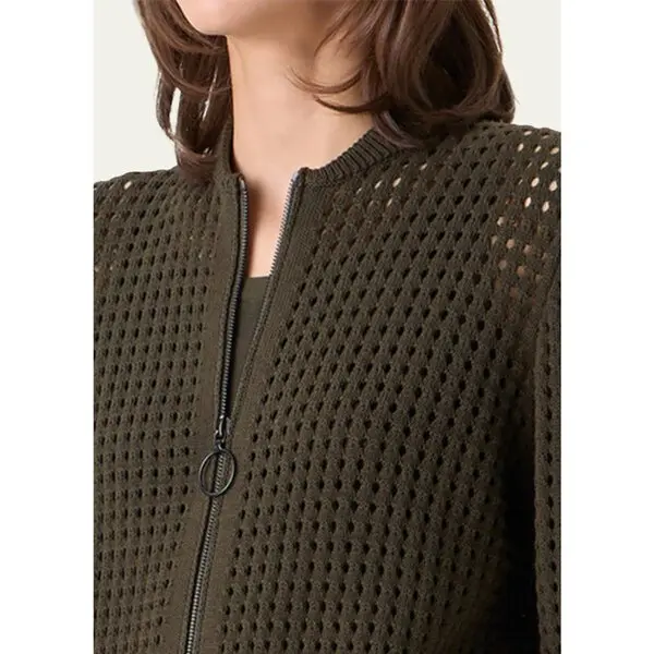 Akris Chunky Cotton Mesh Zip Bomber Cardigan