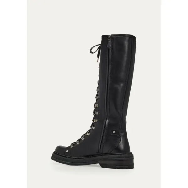 Miu Miu 40mm Leather Lace-up Knee-high Combat Boots