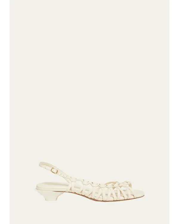 Chloé Estra Asymmetric Knotted Leather Sandals - Soft Ivory