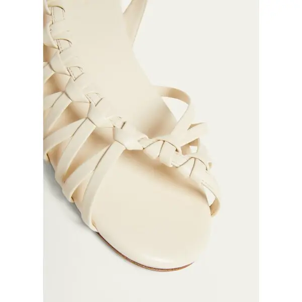 Chloé Estra Asymmetric Knotted Leather Sandals - Soft Ivory