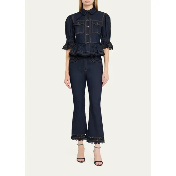 Cinq À Sept Guipure Lace Denim Jacket