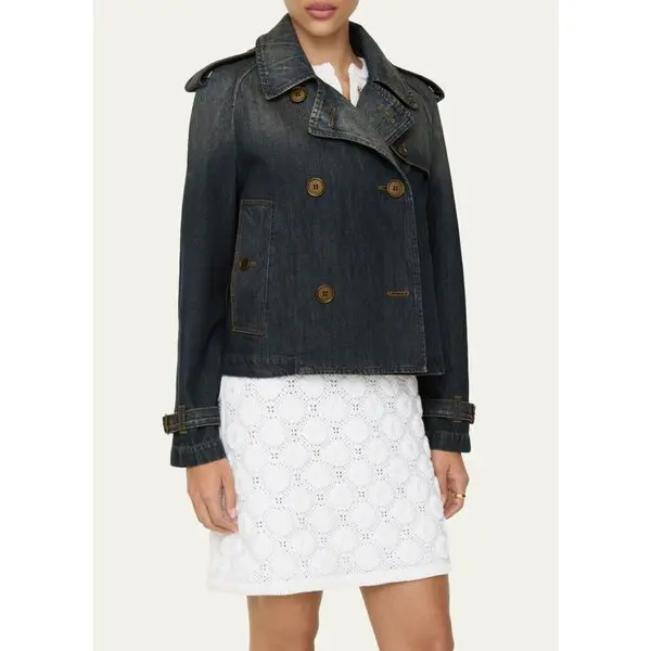 Burberry Mayfair Denim Crop Trench Jacket