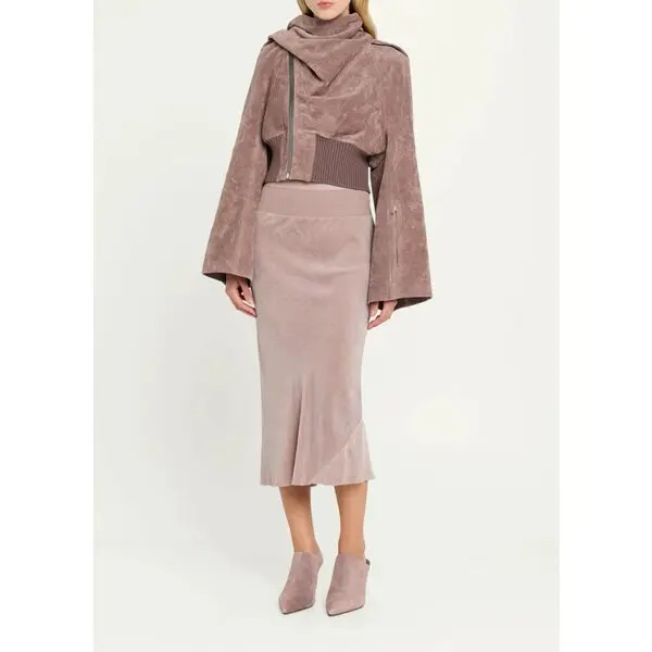 Rick Owens Suede Scarf Cropped Flight Jacket