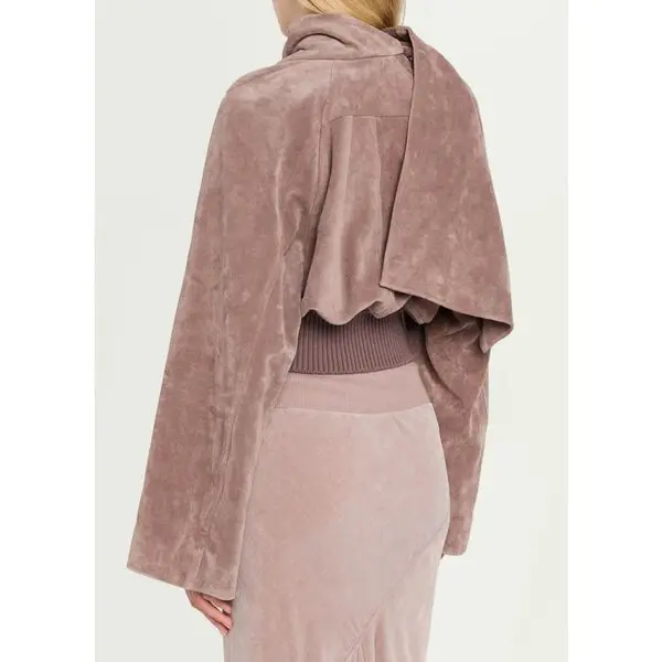 Rick Owens Suede Scarf Cropped Flight Jacket