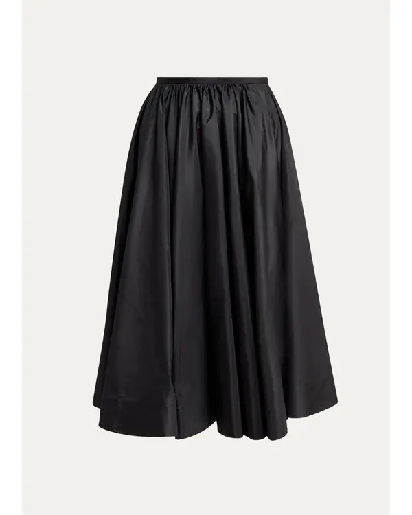 Valentino Garavani Silk Taffeta Full Midi Skirt - Nero