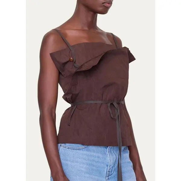 Ossou Sienna Cotton Twill Ribbon Tie Top