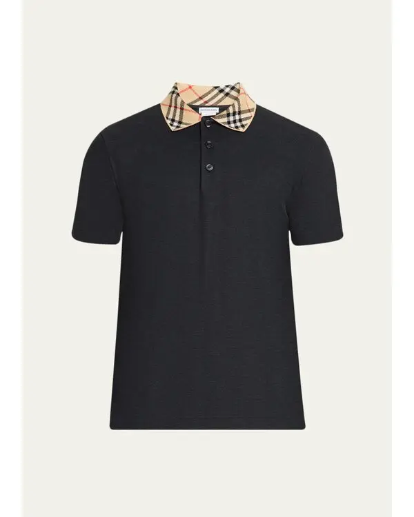 Burberry Evan Check-collar Pique Polo Shirt