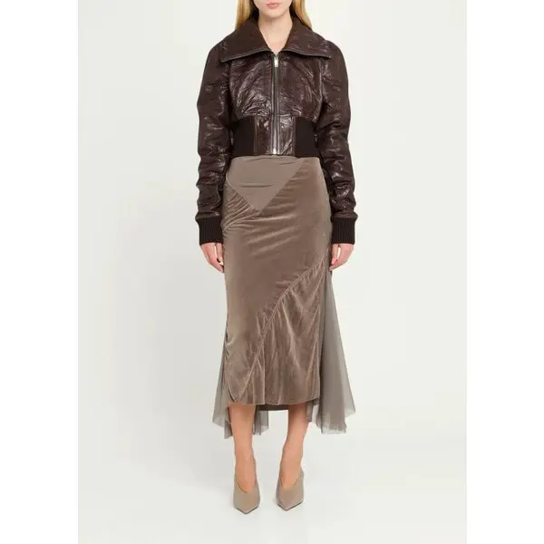 Rick Owens Mixed-media Sliced Patchwork Midi Skirt