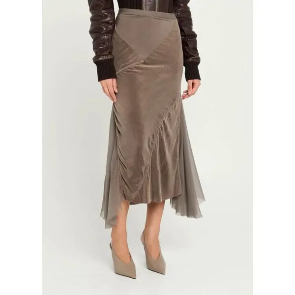 Rick Owens Mixed-media Sliced Patchwork Midi Skirt
