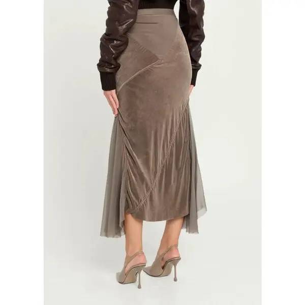 Rick Owens Mixed-media Sliced Patchwork Midi Skirt