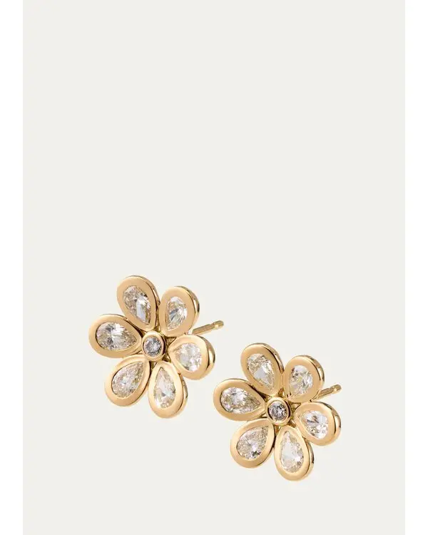 Brent Neale 18k Gold Small Daisy Diamond Stud Earrings - Yellow