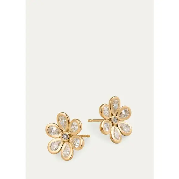 Brent Neale 18k Gold Small Daisy Diamond Stud Earrings