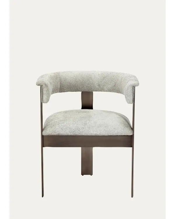 INTERLUDE HOME Darcy Hairhide Dining Chair - Grey/bronze