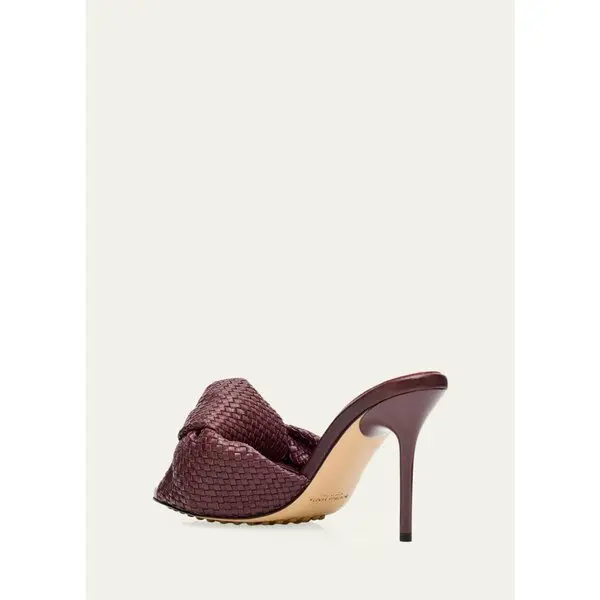 Bottega Veneta 90mm Cherry Intrecciato Leather Mules