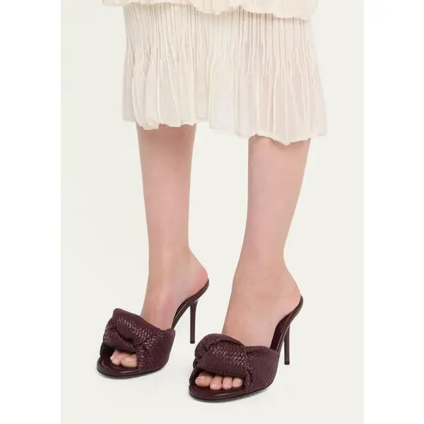 Bottega Veneta 90mm Cherry Intrecciato Leather Mules