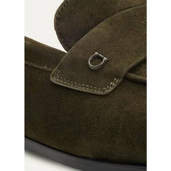 FERRAGAMO Suede Micro-gancio Penny Loafers