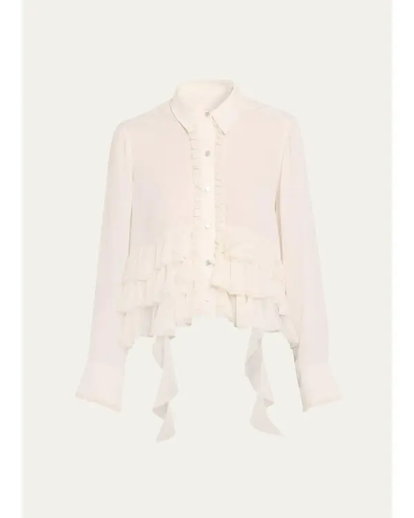 Cinq À Sept Nori Ruffled Button-front Shirt - Ivory