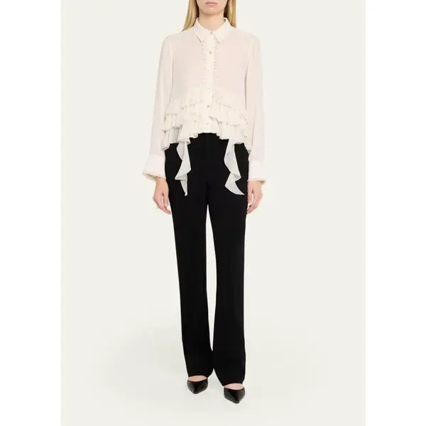 Cinq À Sept Nori Ruffled Button-front Shirt - Ivory