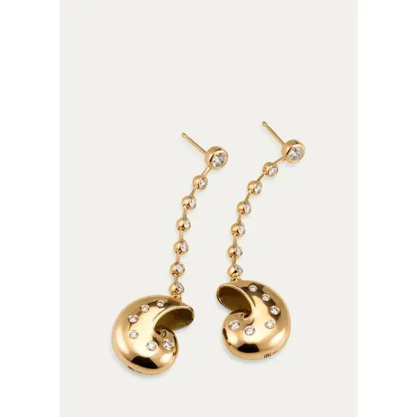 Brent Neale 18k Gold Nautilus Drop Earrings With Diamonds