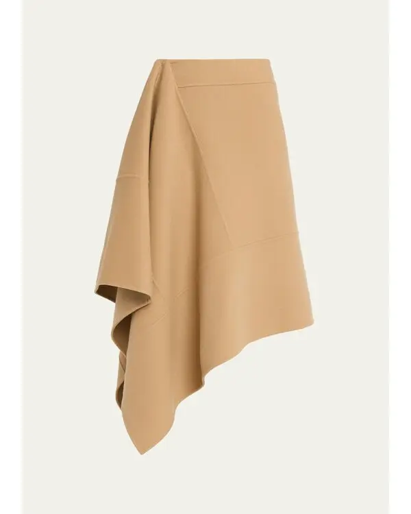 Michael Kors Asymmetric Wool Midi Skirt - Fawn