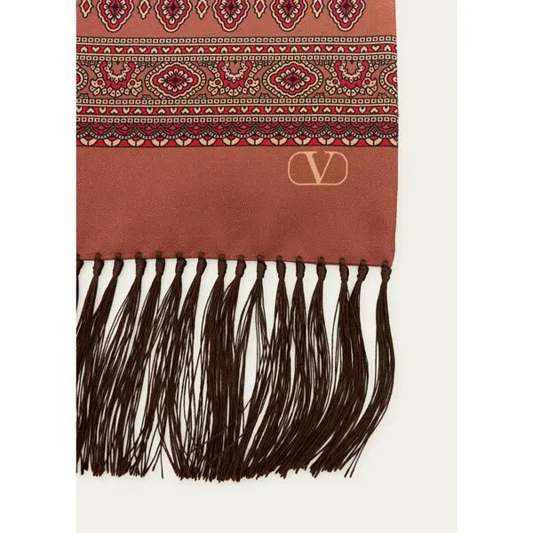 Valentino Garavani Silk Fringe Medallion Scarf