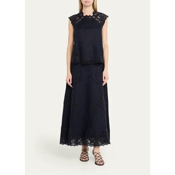 Ulla Johnson Amelie Embroidered Linen-blend Top