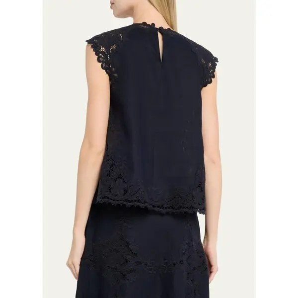 Ulla Johnson Amelie Embroidered Linen-blend Top