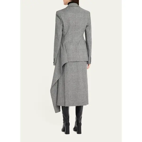 Michael Kors Glen Plaid Asymmetric Drape Single-breasted Jacket