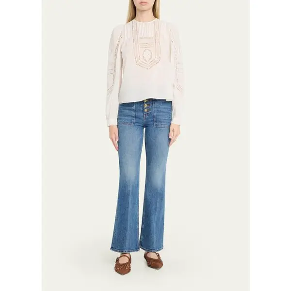 Ulla Johnson Marlowe Embroidered Long-sleeve Blouse