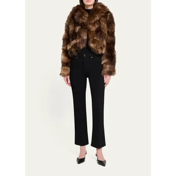 Cinq À Sept Patchwork Faux Fur Cropped Jacket