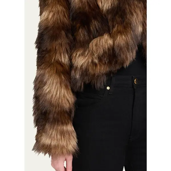 Cinq À Sept Patchwork Faux Fur Cropped Jacket