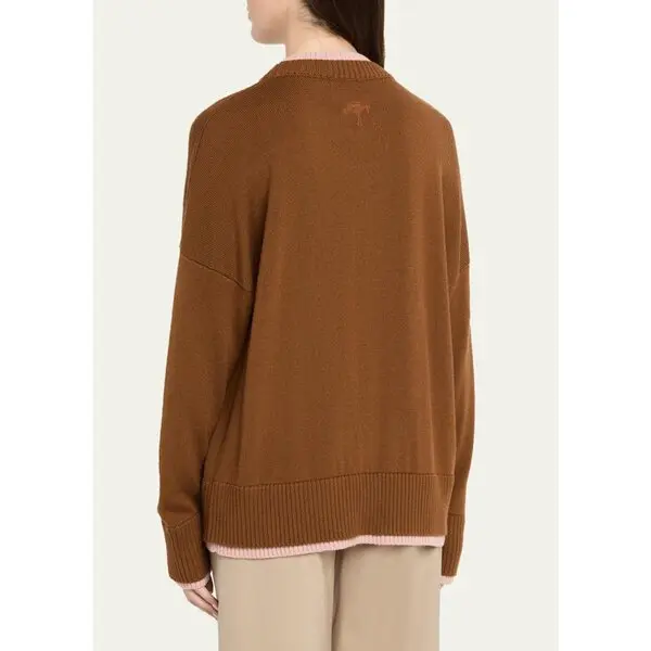 Plan C Layered Wool Crewneck Sweater