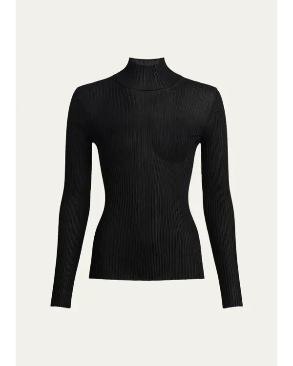 Balmain High-neck Rib-knit Fitted Top