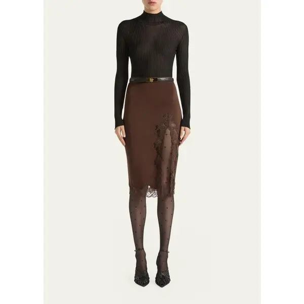 Balmain High-neck Rib-knit Fitted Top