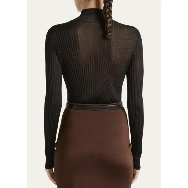 Balmain High-neck Rib-knit Fitted Top