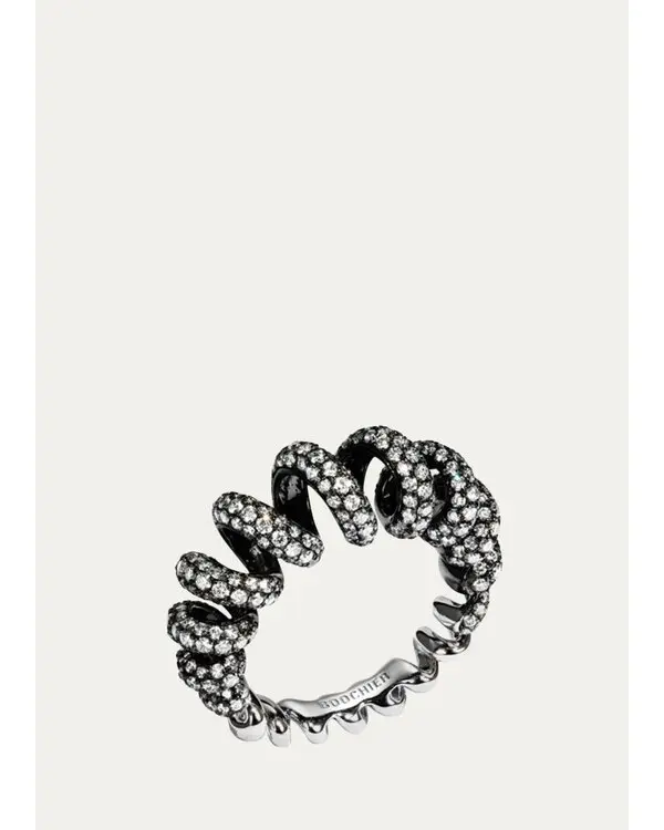 BOOCHIER Jumbo Black Plated Diamond Slinkee Ring