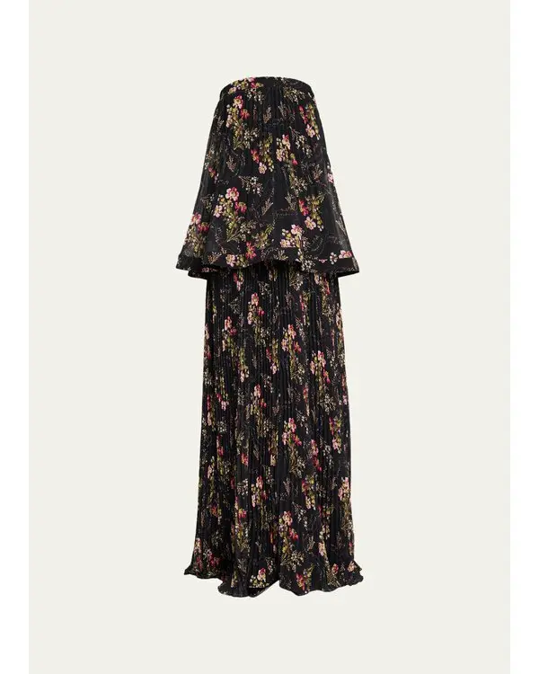 Cinq À Sept Love Letter Floral Strapless Maxi Dress