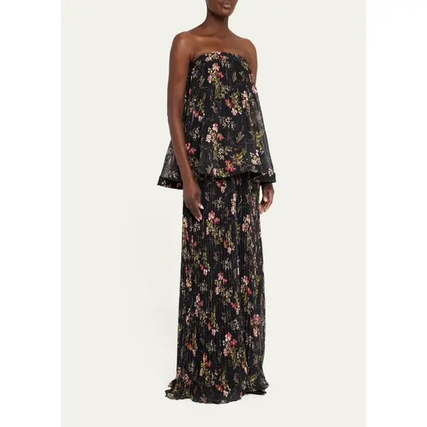 Cinq À Sept Love Letter Floral Strapless Maxi Dress