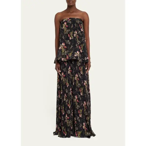 Cinq À Sept Love Letter Floral Strapless Maxi Dress