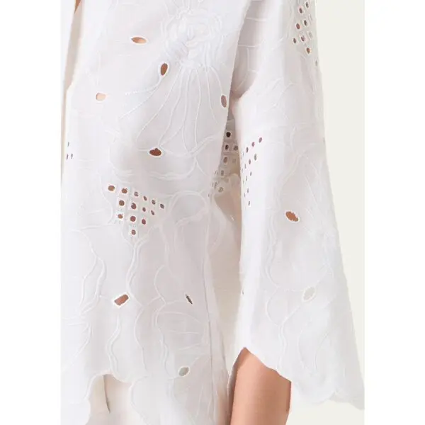 Akris Cotton Poplin Scalloped Blouse