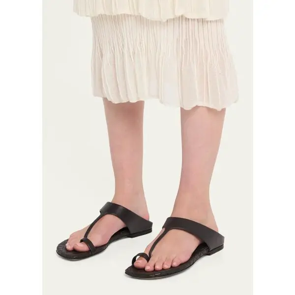 Bottega Veneta Livia Lagoon Nappa Leather Flat Toe-ring Sandals