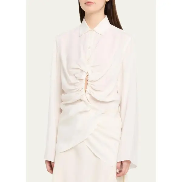 MAISON MARGIELA Long-sleeve Drawstring Shirt - Off/white