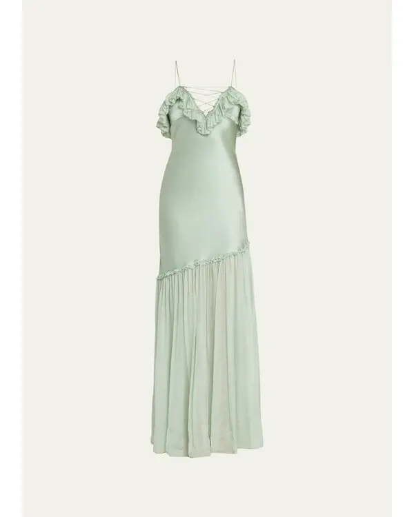 Ulla Johnson Elaria Sleeveless Silk Ruffle Gown